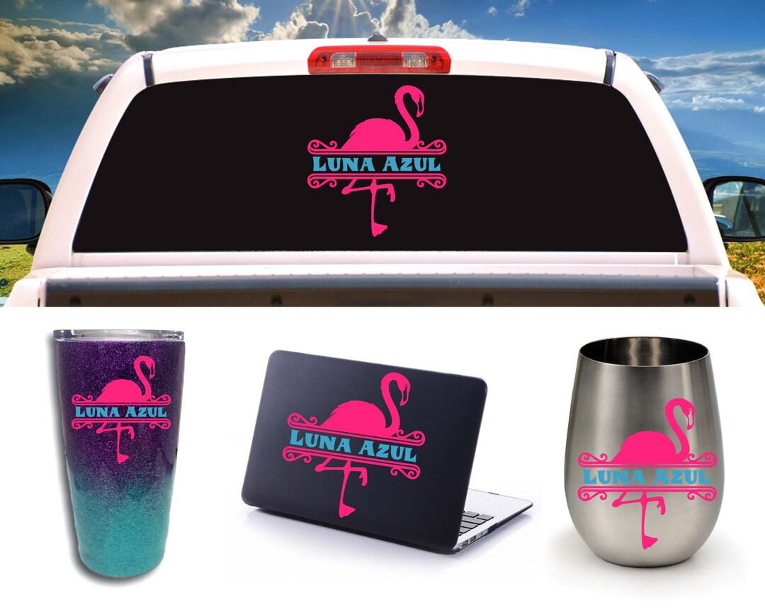 FLAMINGO With NAME 2 Tropical Pink Bird Vinyl Decals Car Window Decal ...