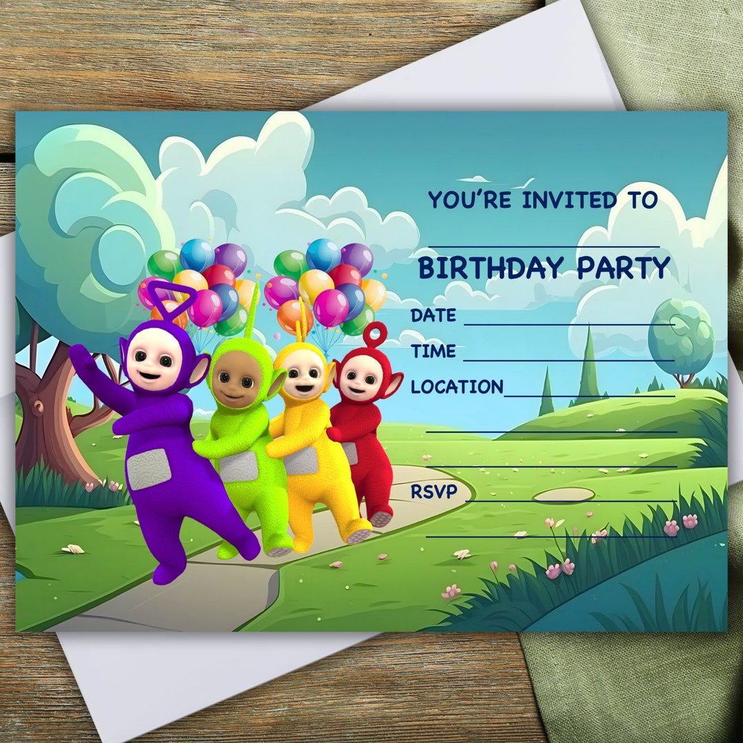 Teletubbies Birthday Party Invitations 10 INVITATIONS & ENVELOPES per ...