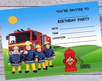 Fireman Invitation - Etsy UK