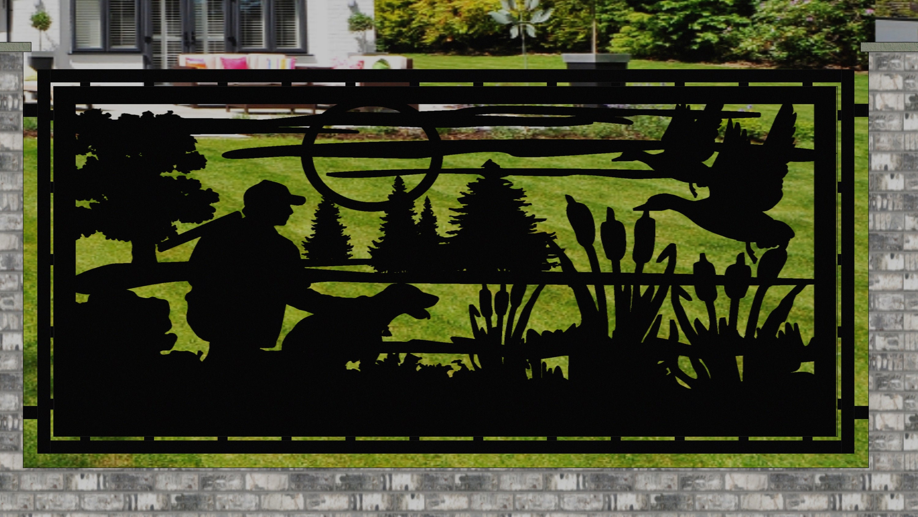 Hunter-dog-cattails-ducks - 30x60-cm - Dxf File - Laser Cut - Plasma ...