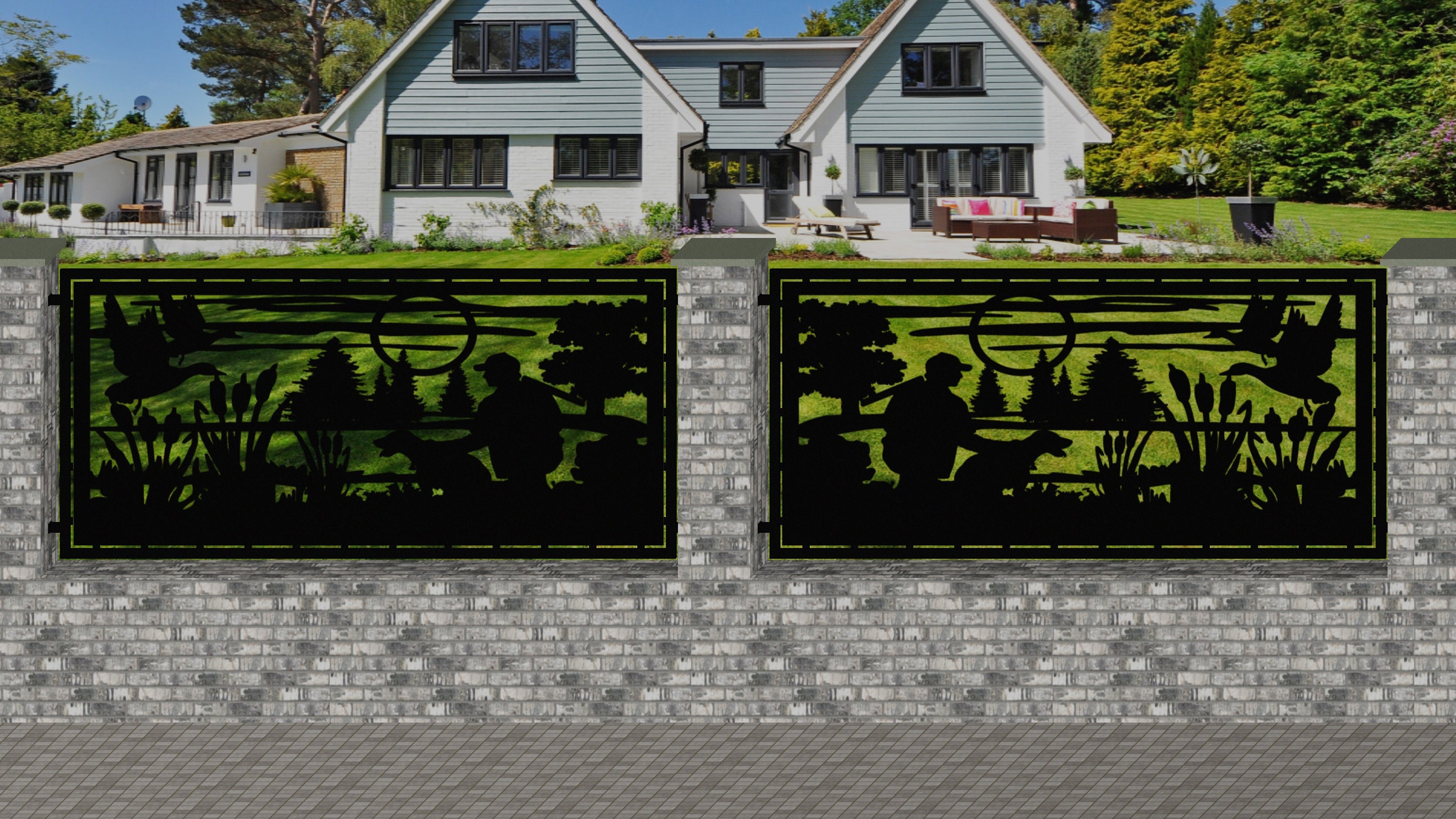 Hunter-dog-cattails-ducks - 30x60-cm - Dxf File - Laser Cut - Plasma ...