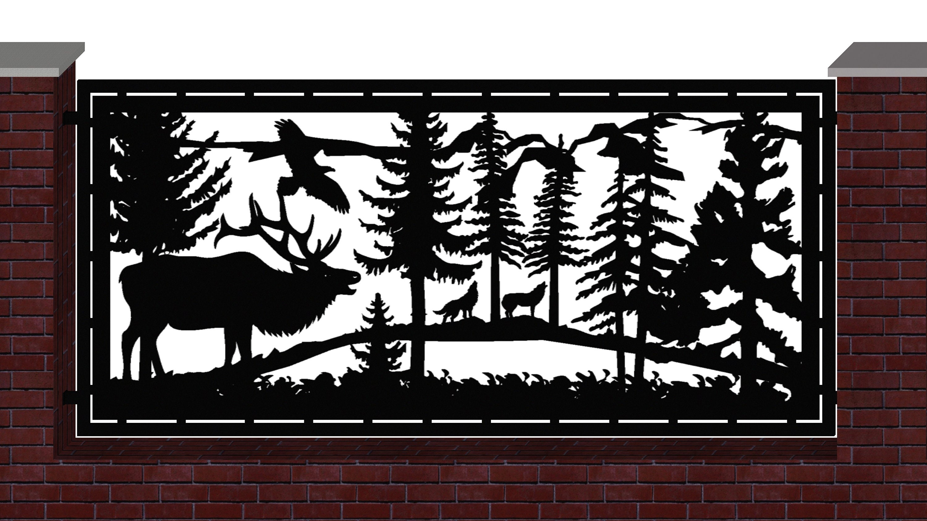 Elk-eagle-wolves-30x60-cm Dxf File Laser Cut Plasma Cut - Etsy