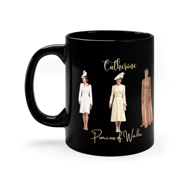 Timeless Elegance - Catherine, Princess of Wales Black Mug, Princess ...