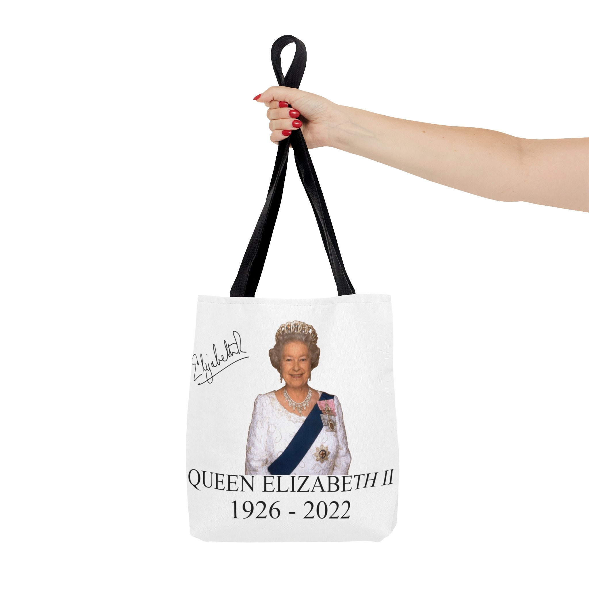 Royal Essence: Queen Elizabeth II Inspired Tote Bag With Tiara, Blue ...