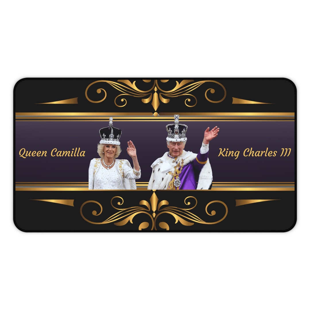 Regal Majesty: King Charles and Queen Camilla Desk Mat - Transform Your ...