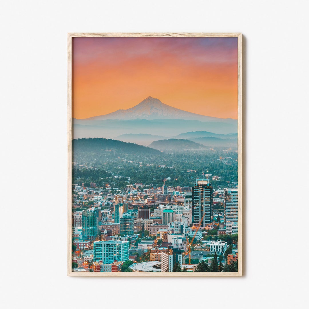 Portland Oregon Colorful Poster Print, Portland Oregon Photo Wall Art ...