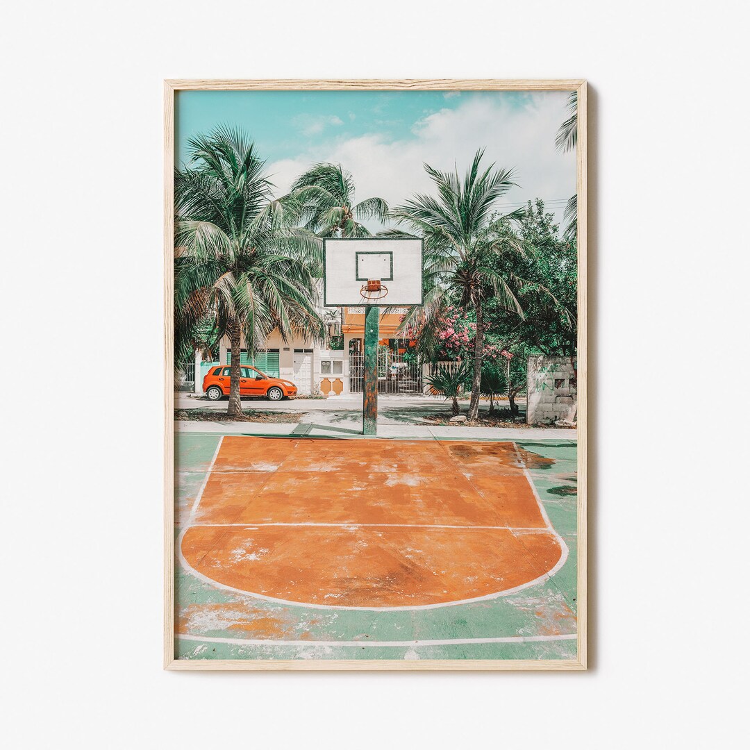 Basketball Court Colorful Poster Print No 3, Basketball Court Photo ...