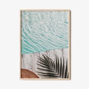 Palm Leaf Pool Colorful Poster Print, Palm Leaf Pool Photo Wall Art ...