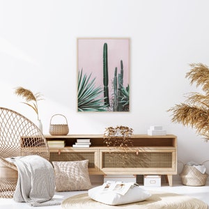 Cactus Pink Wall Colorful Poster Print, Cactus Photo Wall Art, Wall Art ...