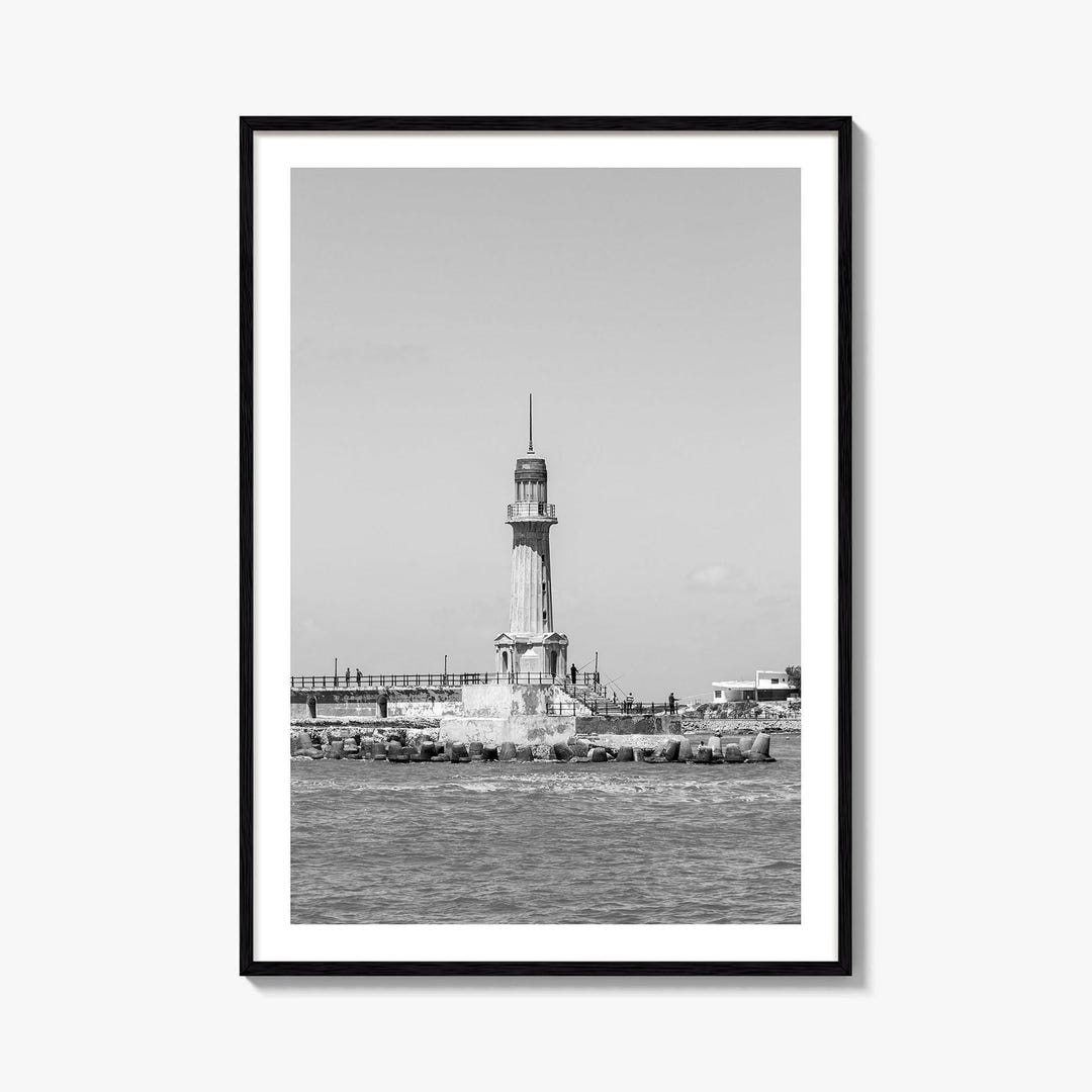 Alexandria Egypt Black and White Fine Art Photo Print, Lighthouse ...