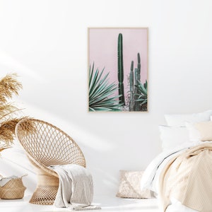 Cactus Pink Wall Colorful Poster Print, Cactus Photo Wall Art, Wall Art ...