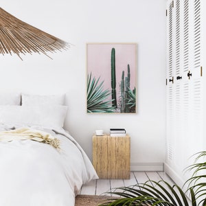 Cactus Pink Wall Colorful Poster Print, Cactus Photo Wall Art, Wall Art ...