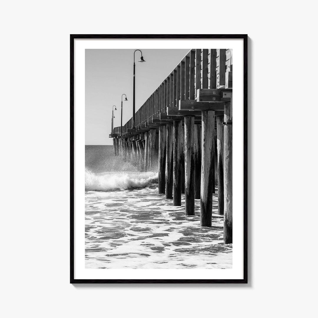 Cayucos Black and White Fine Art Photo Print, Estero Bay Pier ...