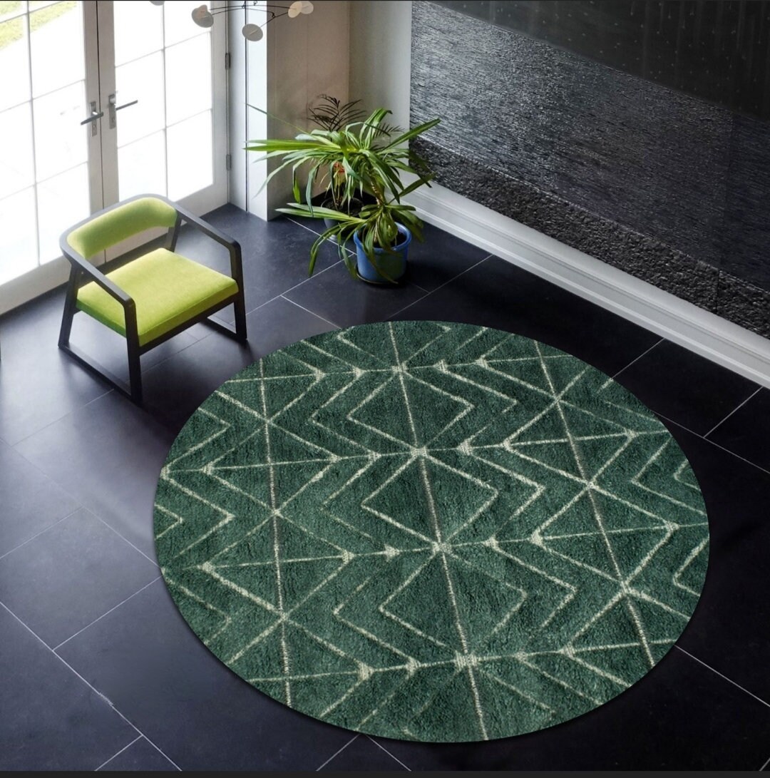 Green Circle Handtufted Rugs for Living Room Home Decor Custom Rugs ...