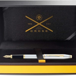 Cross Century II Chrome Fountain Pen 23KT Gold Plated Appointments Fine ...
