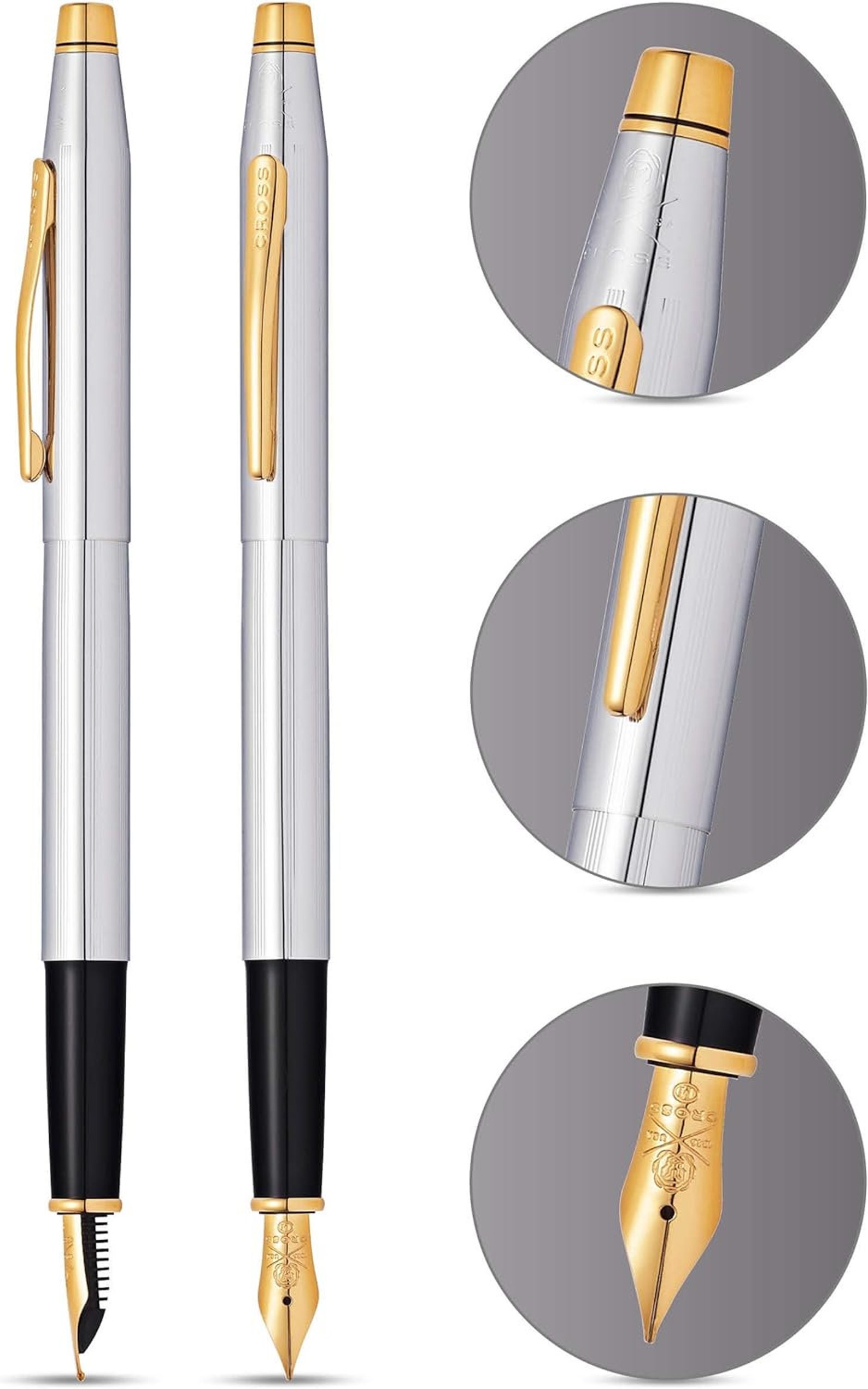 Cross Classic Century Medalist Fountain Pen Fine Nib 23KT Gold Plate ...