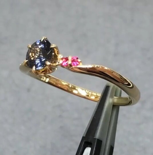 Alexandrite Ruby Engagement Ring, Sterling Silver Vintage Round Shape ...