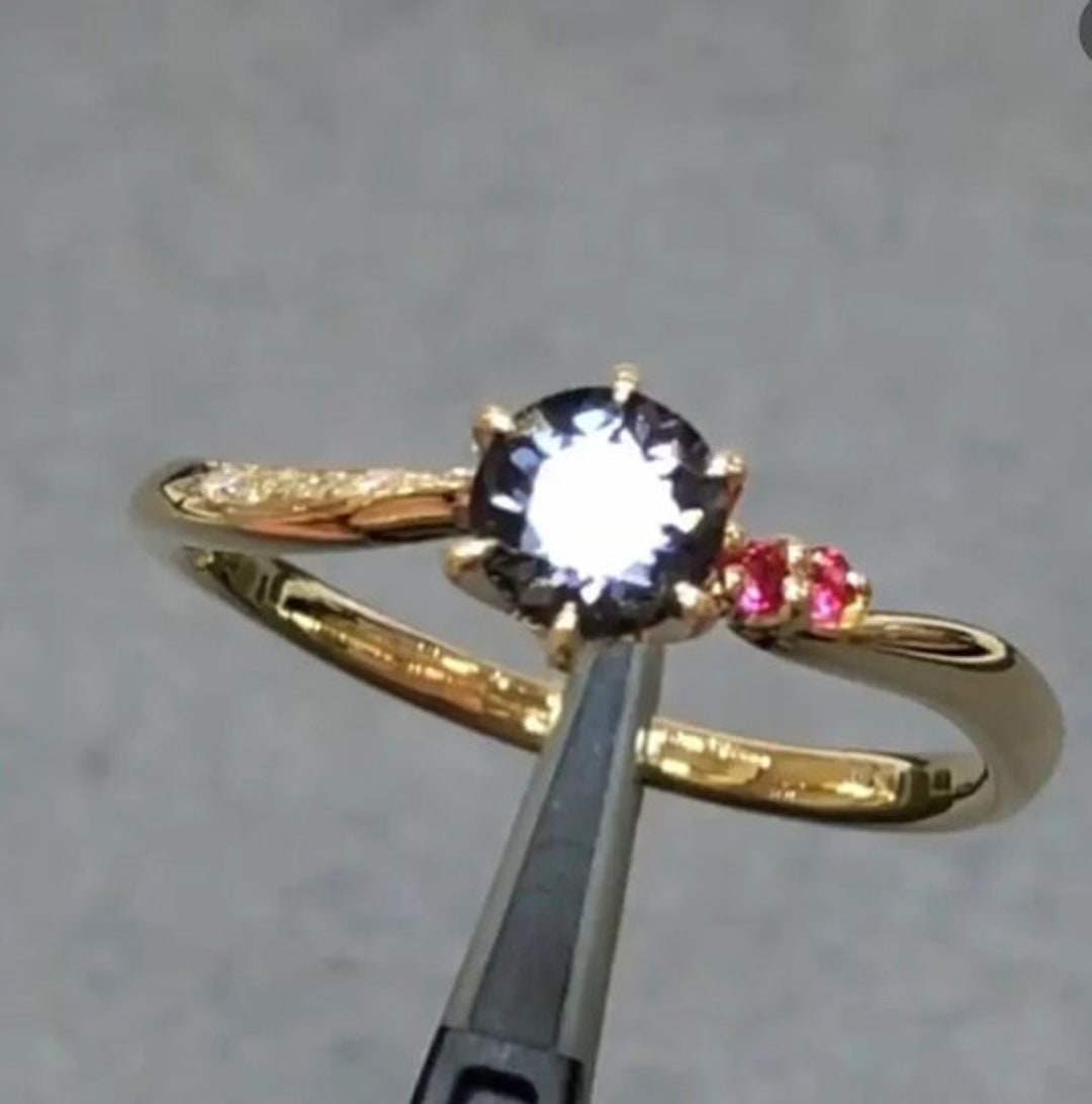 Alexandrite Ruby Engagement Ring, Sterling Silver Vintage Round Shape ...