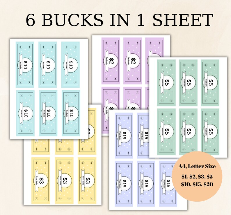Editable Kids Reward Bucks Earn Money Chart PDF Reward - Etsy