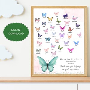 Personalized Teacher Appreciation Gift From Class Butterfly Print ...