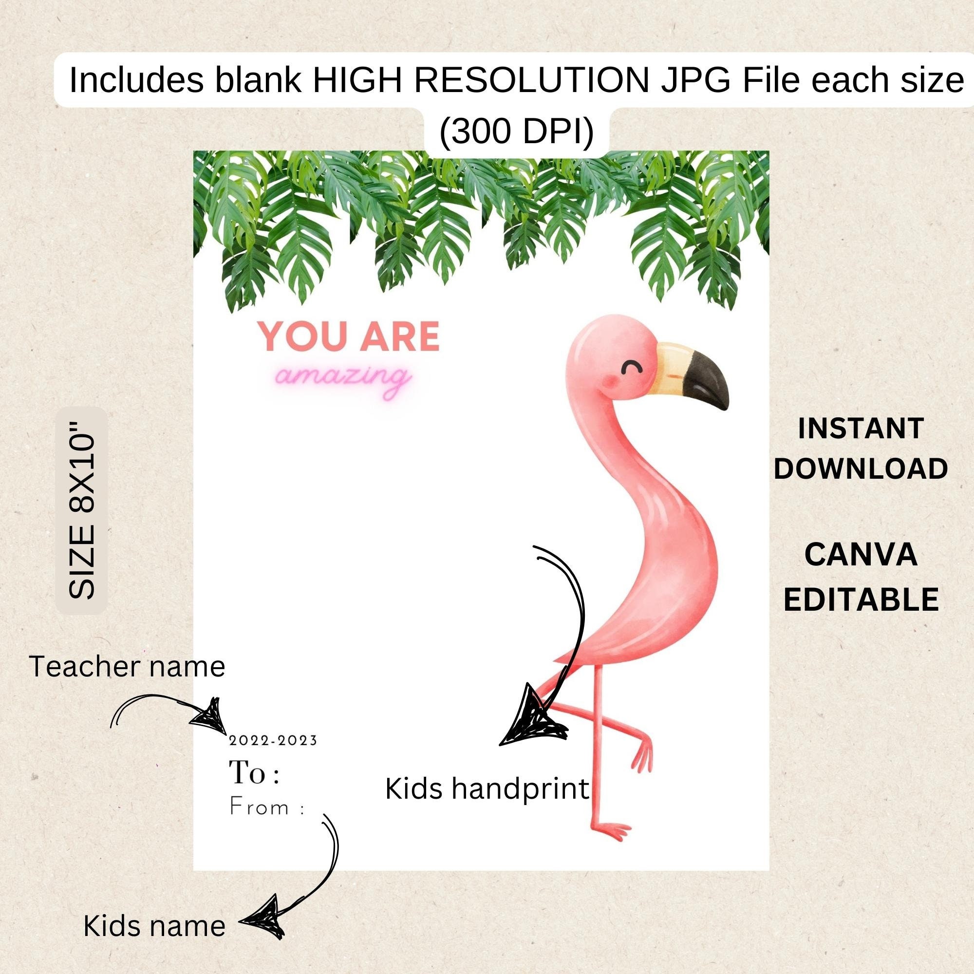 Teacher Appreciation Gift, Crafts for Kids, Handprint Flamingo Art ...