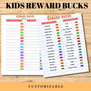 Editable Kids Reward Bucks Printable Reward Bucks Good Behavior Bucks ...