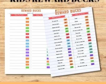 Reward Bucks for Kids Printable Play Money Editable Allowance Money Mom ...