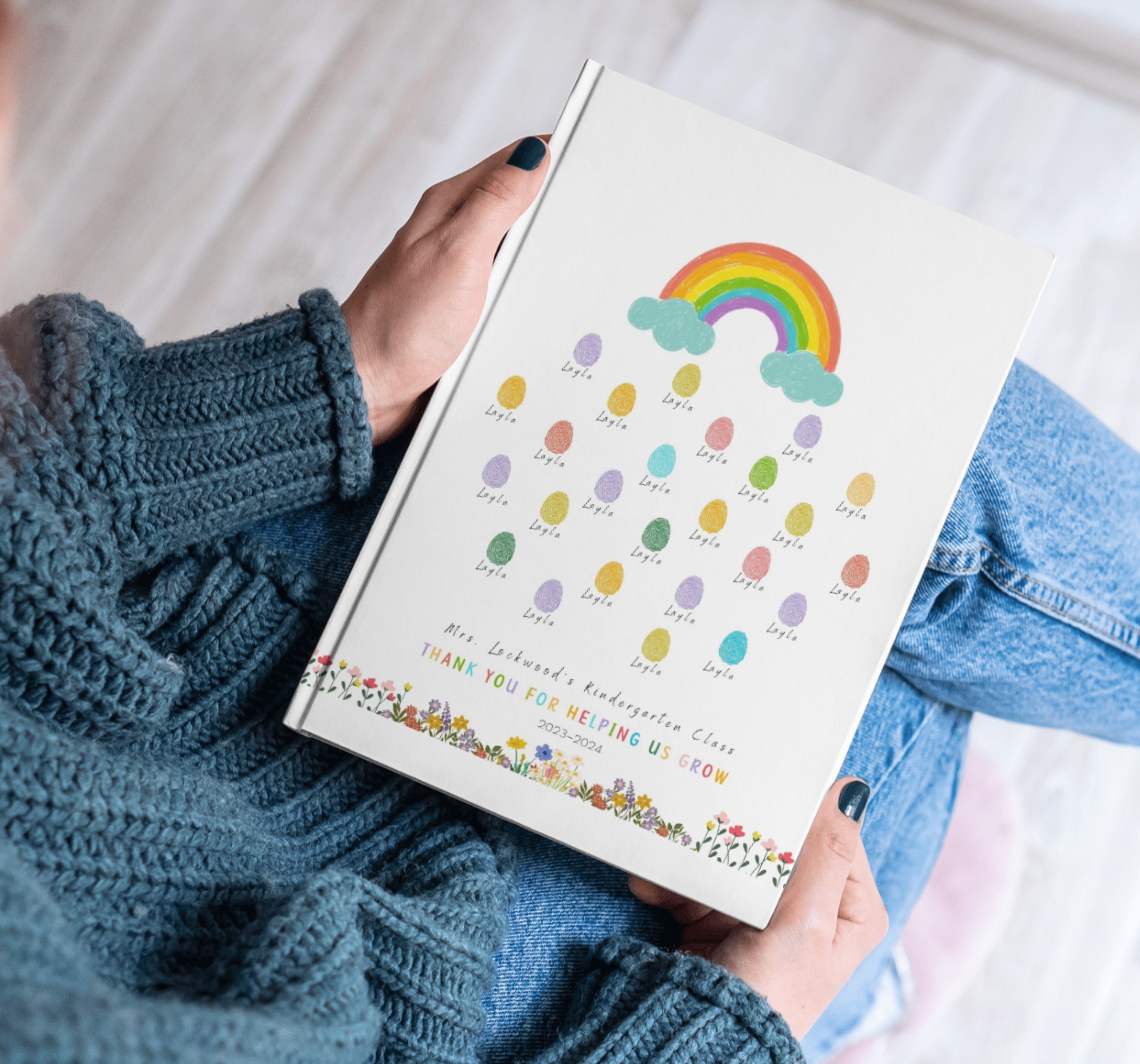 Teacher Appreciation Fingerprint Art: Printable Class Gift (canva ...