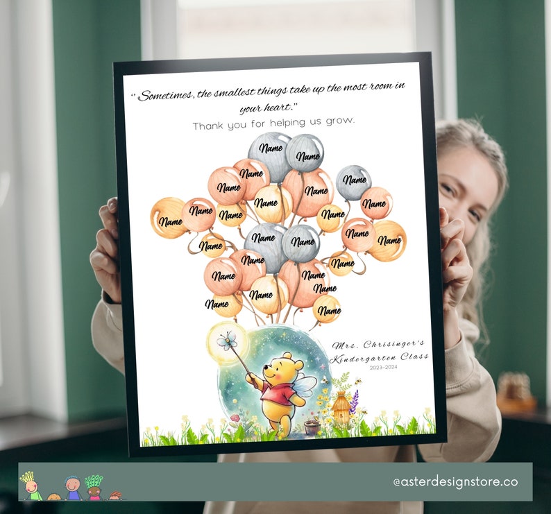 Personalized Winnie the Pooh Teacher Gift, Class Names Printable ...