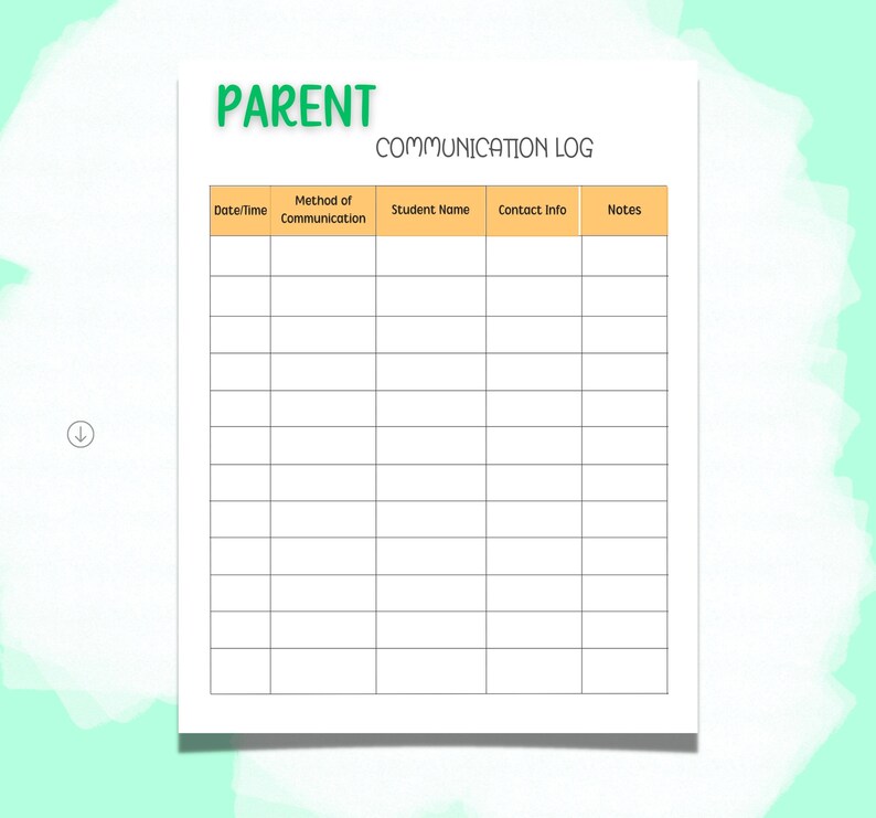 Back to School, Sign in Sheet, Parent Communication, Log Printable ...