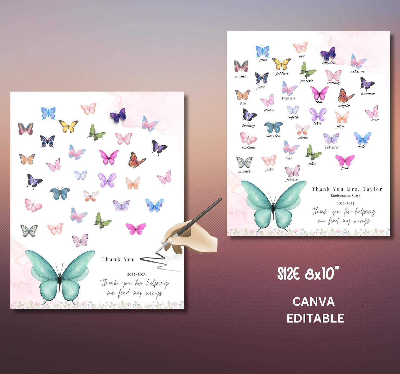 Personalised Teacher Print Class Gift With Names Thank You - Etsy