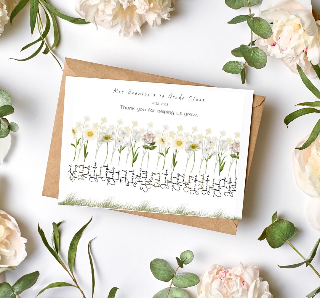Personalized Teacher Appreciation Gift: Class Names Printable (digital ...
