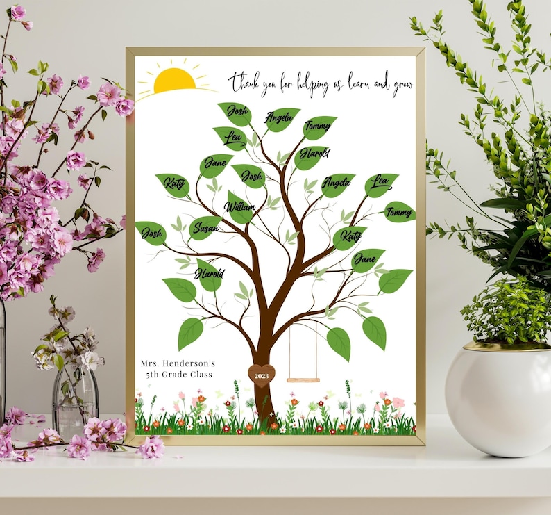 Personalized Class Tree Print, Thank You Teacher Gift, Teacher ...