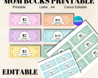 Reward Bucks for Kids Printable Play Money Editable Allowance Money Mom ...