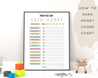 How to Earn Money Chore Chart Editable Allowance Chore Chart for Kids ...