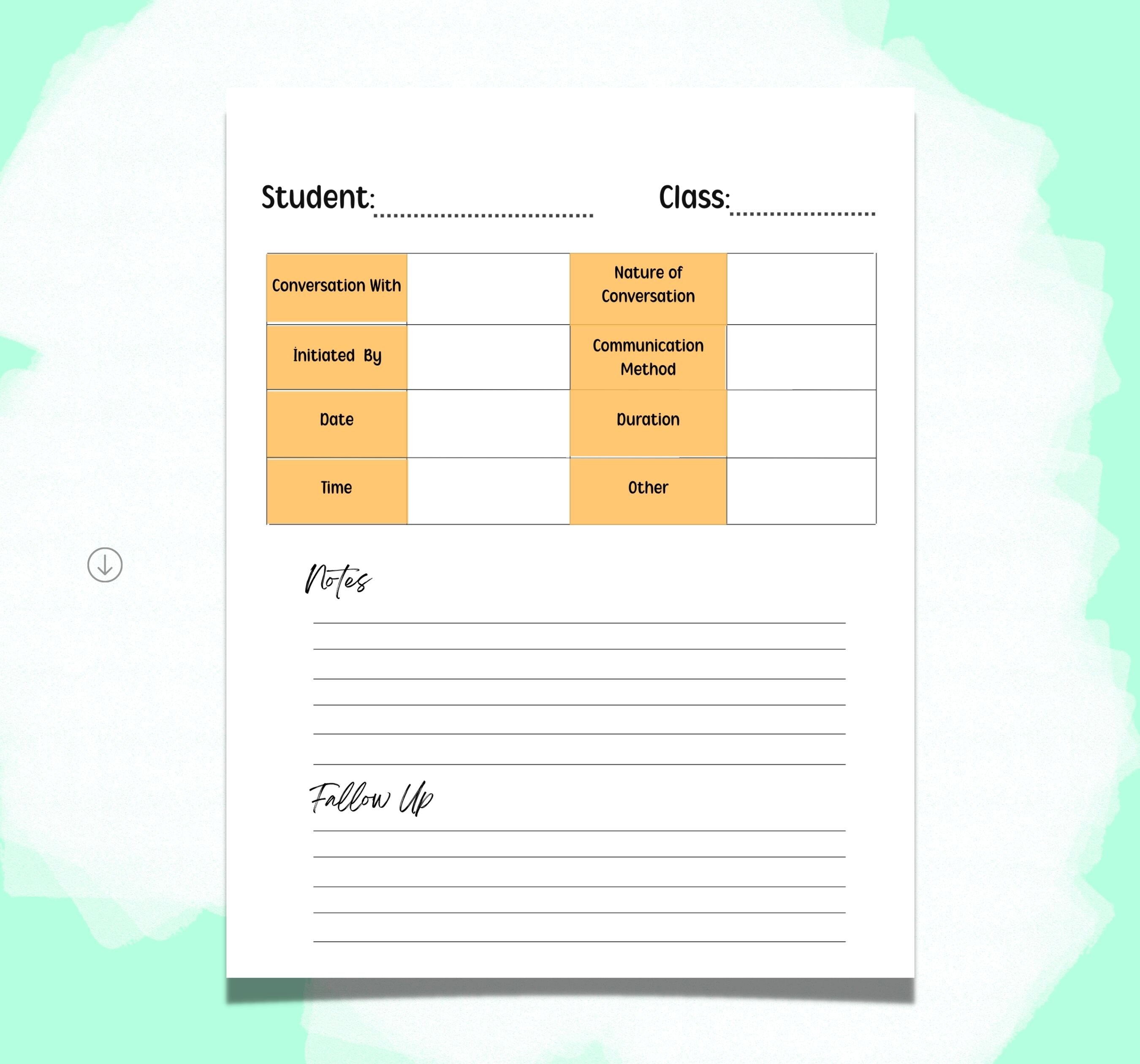 Back to School, Sign in Sheet, Parent Communication, Log Printable ...