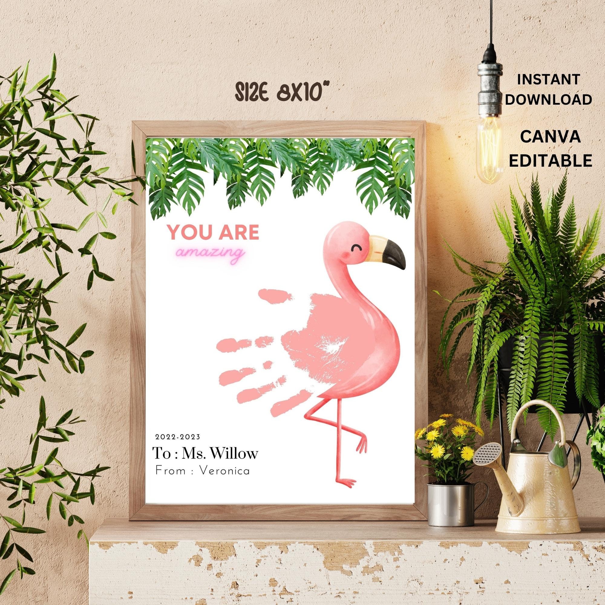 Teacher Appreciation Gift, Crafts for Kids, Handprint Flamingo Art ...