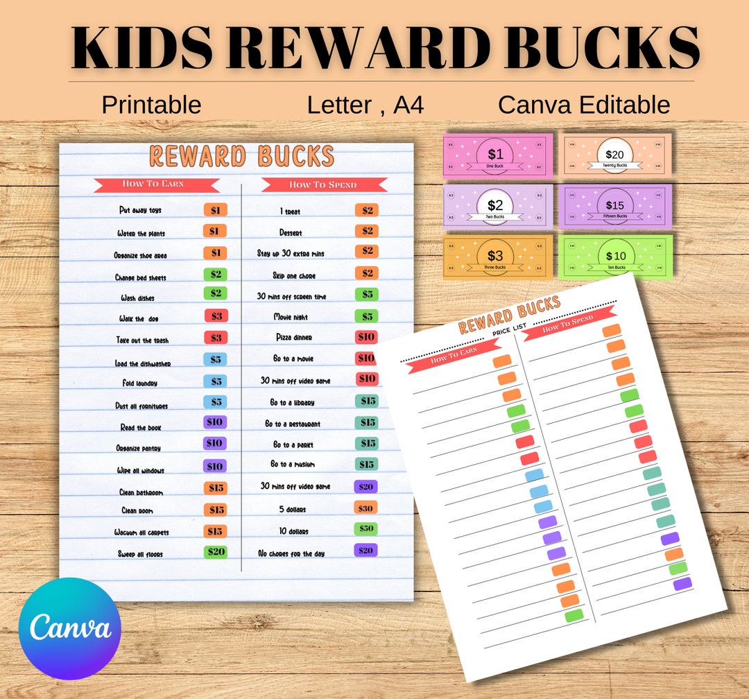 Editable Kids Reward Bucks Printable Reward Bucks Good - Etsy