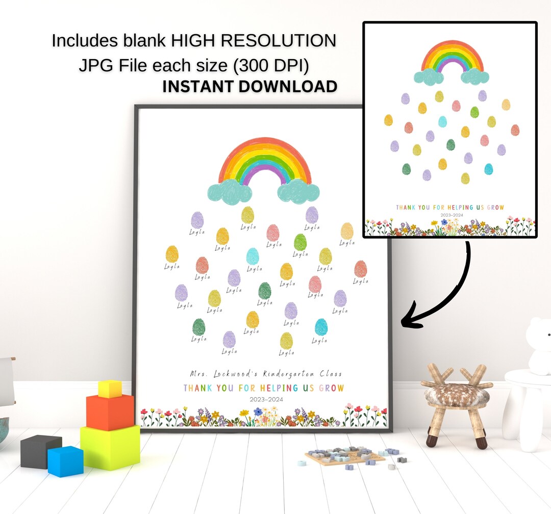Teacher Appreciation Fingerprint Art: Printable Class Gift (canva ...