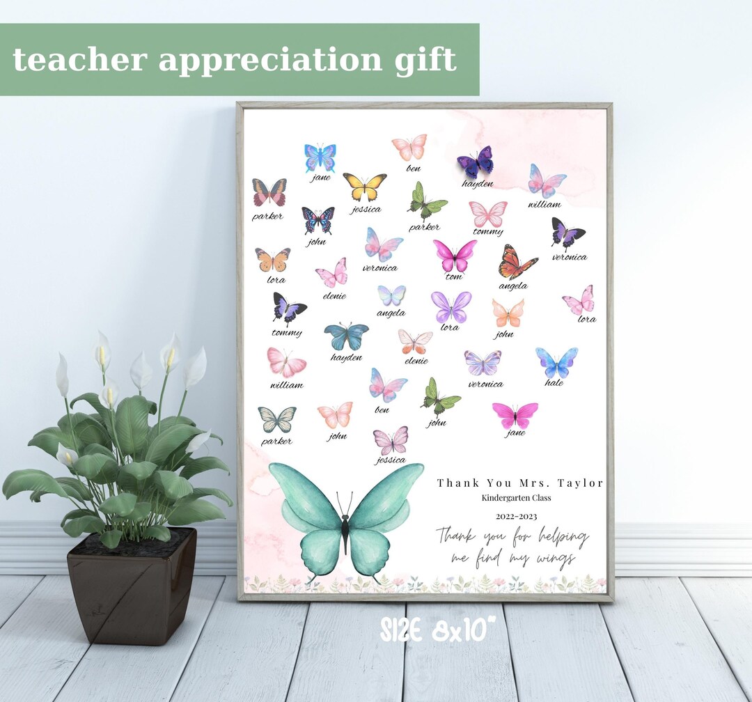 Personalised Teacher Print, Class Gift With Names, Thank You Teacher ...