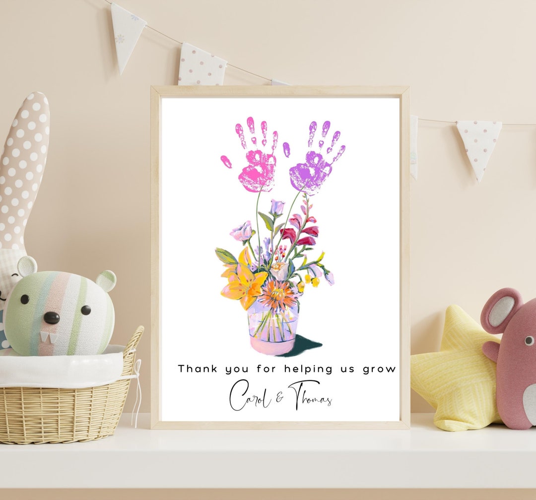 Flower Handprint Craft Art, Printable, Handprint Art Flower Jar, Canva ...