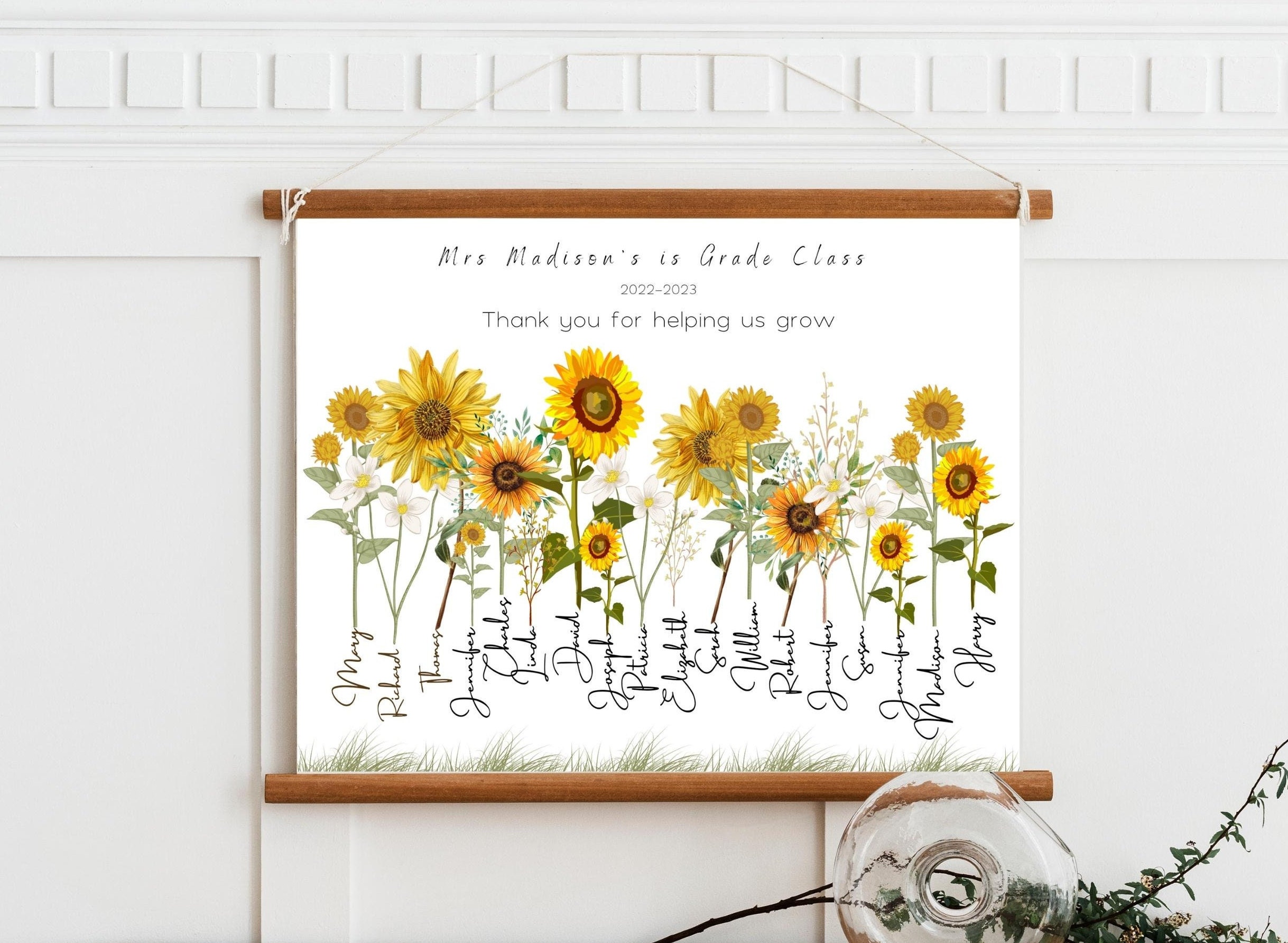 Personalized Teacher Appreciation Print: Sunflower Gift From Class ...