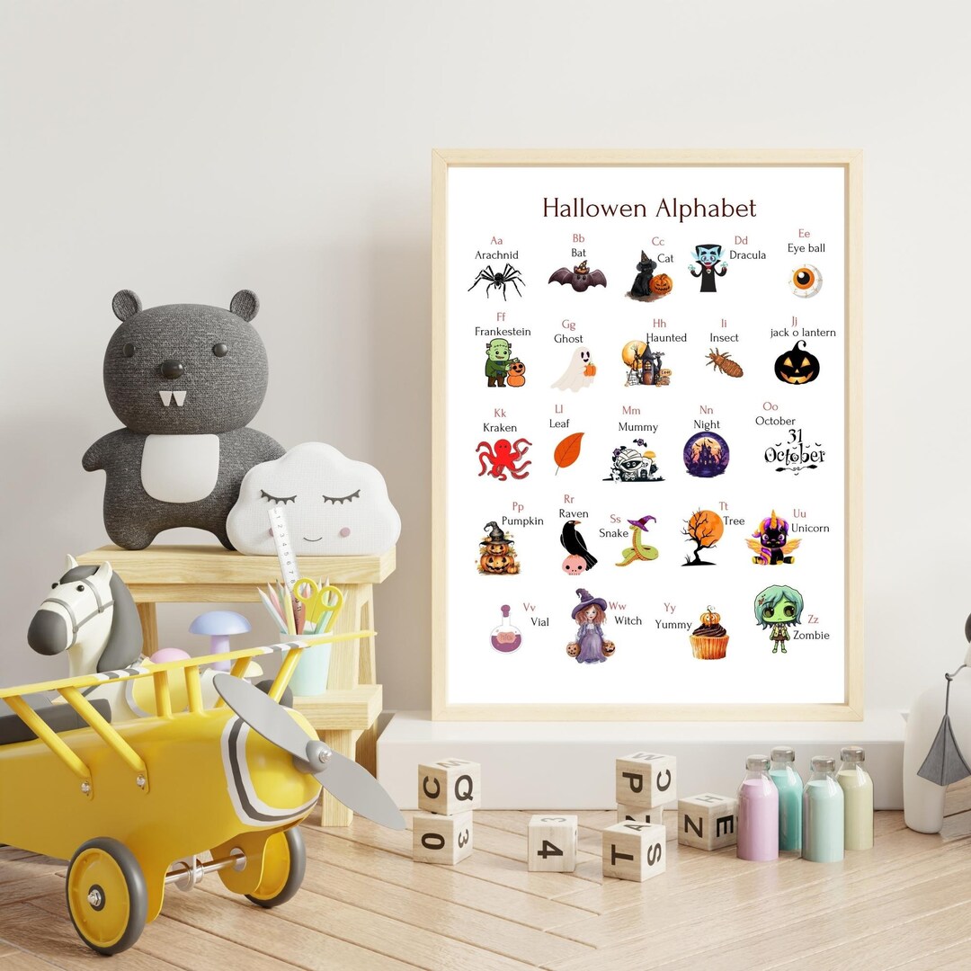 Halloween ABC Wall Art, Learning Art for Kids, Halloween Learning Tools ...