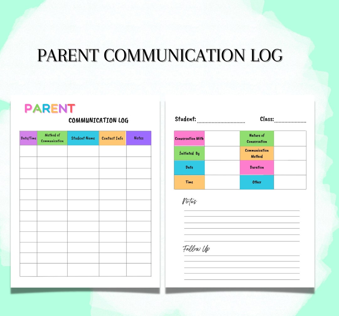 Back to School, Sign in Sheet, Parent Communication, Log Printable ...