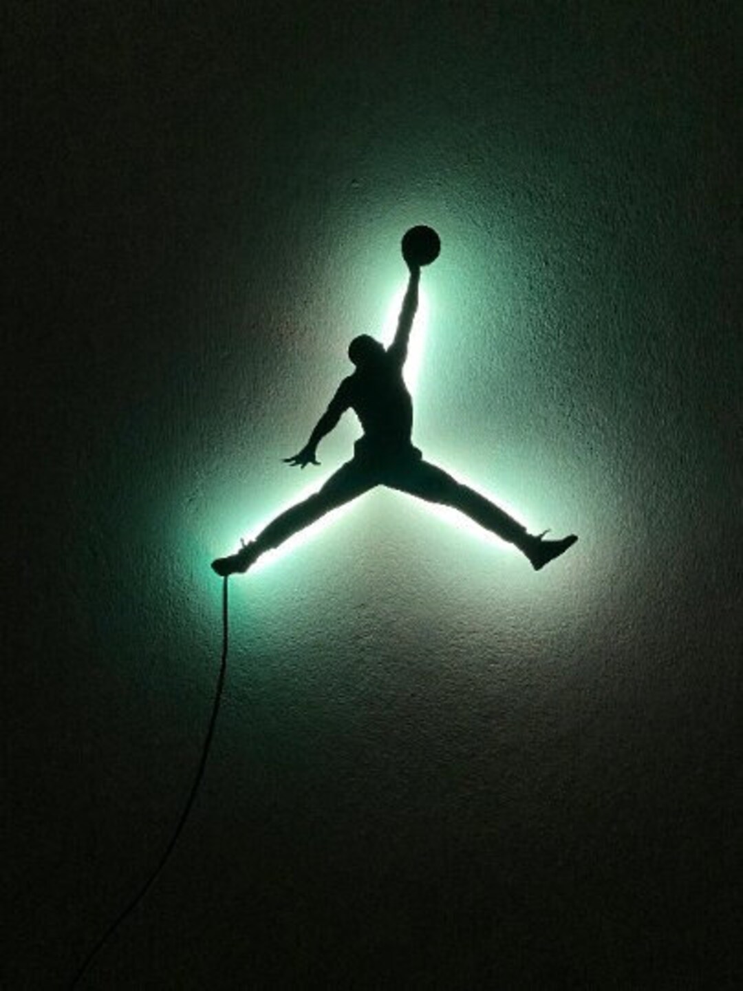 NBA Legend LED Wall Light, Wooden Jumpman Art, Game Room Decor, RGB ...