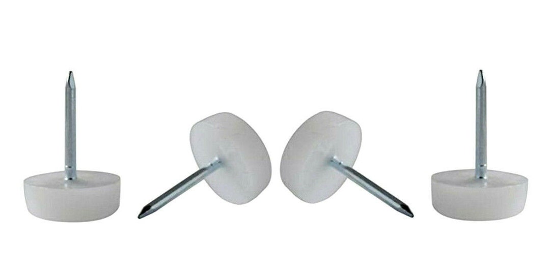 10/16/20/30 White Furniture Glide Nails Knock in Table Chair Leg Feet ...