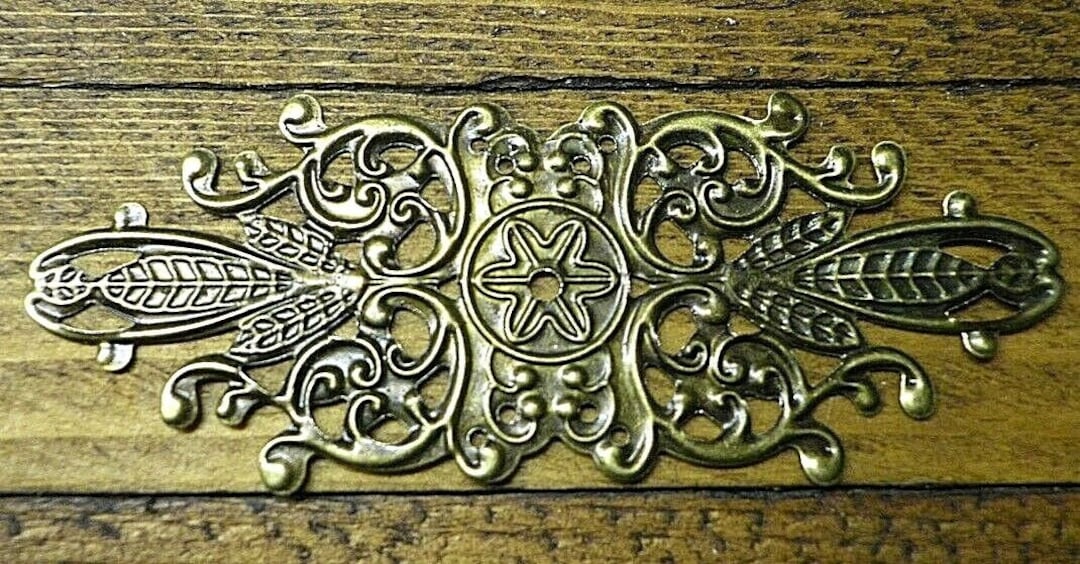 Pack of 4 X Antique Filigree Centres 85x33mm Jewellery Lid Box ...