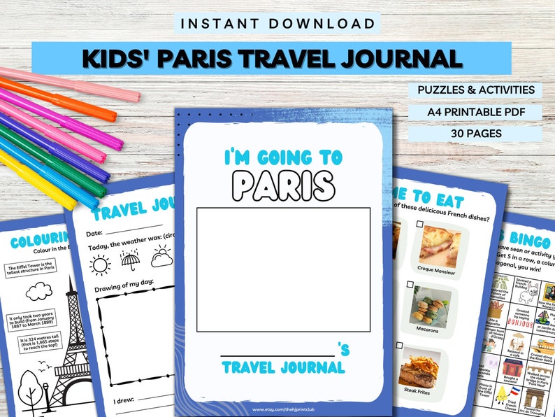 Printable Paris Kids' Travel Journal / Holiday Diary, Instant Download ...