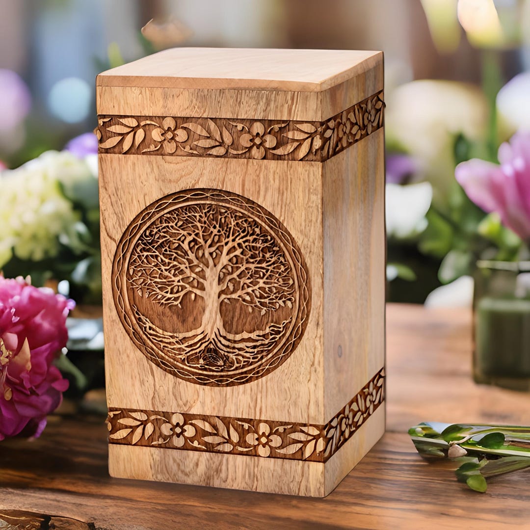 Urn for Human Ashes Cremate Box Ashes Box Memorial Box Wooden Urn Adult ...