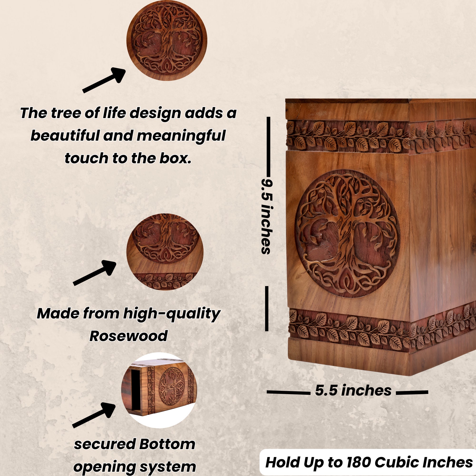 Urn for Human Ashes Cremate Box Ashes Box Memorial Box Wooden Urn Adult ...